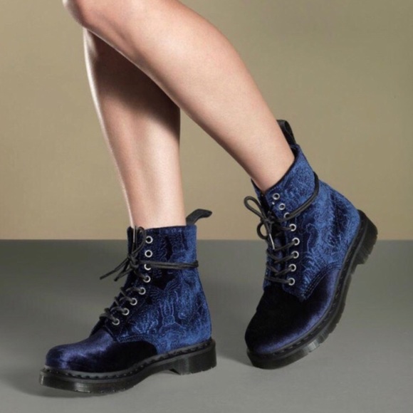 Dr. Martens | Shoes | New Dr Martens Blue Velvet Brocade Boots | Poshmark